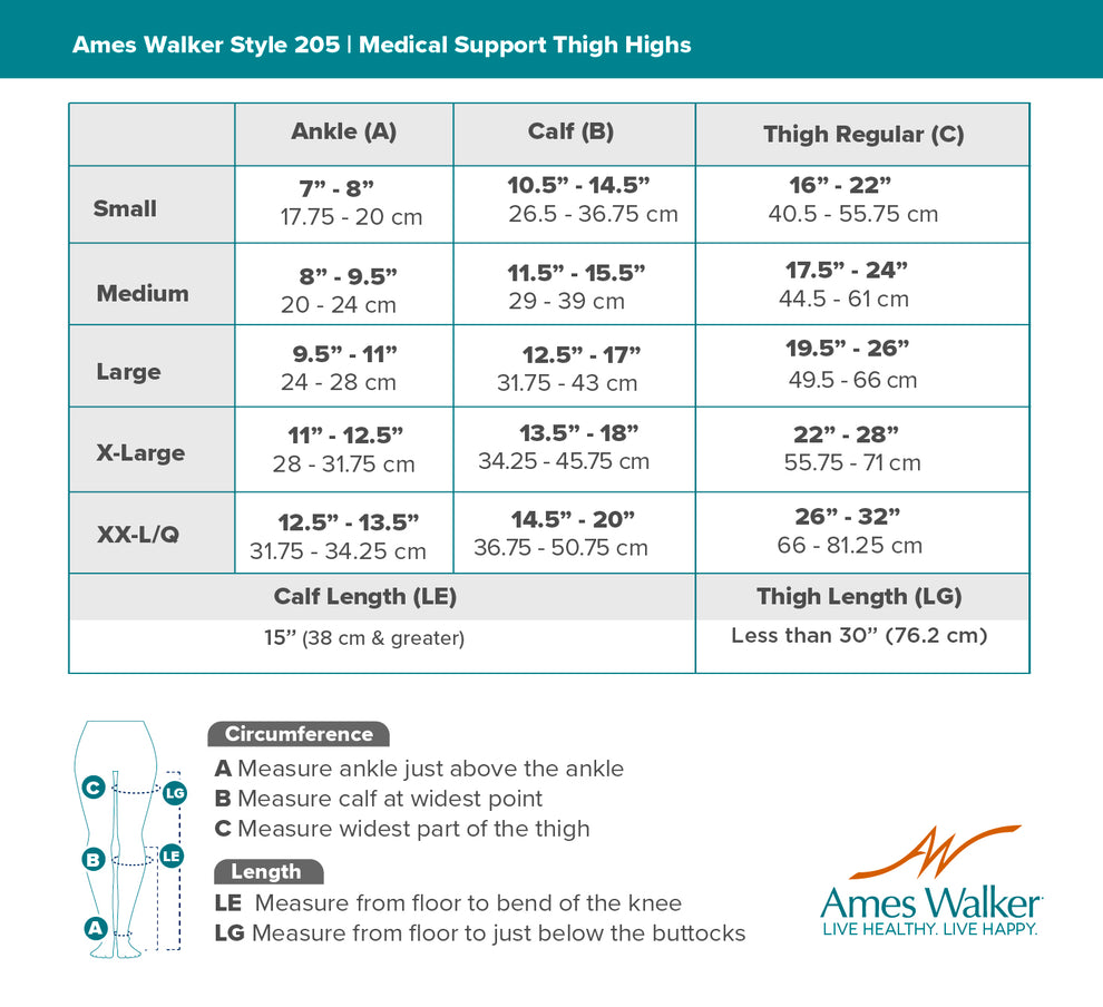 AW Medical Support Thigh Highs w/Band 20-30mmHg | Ames Walker